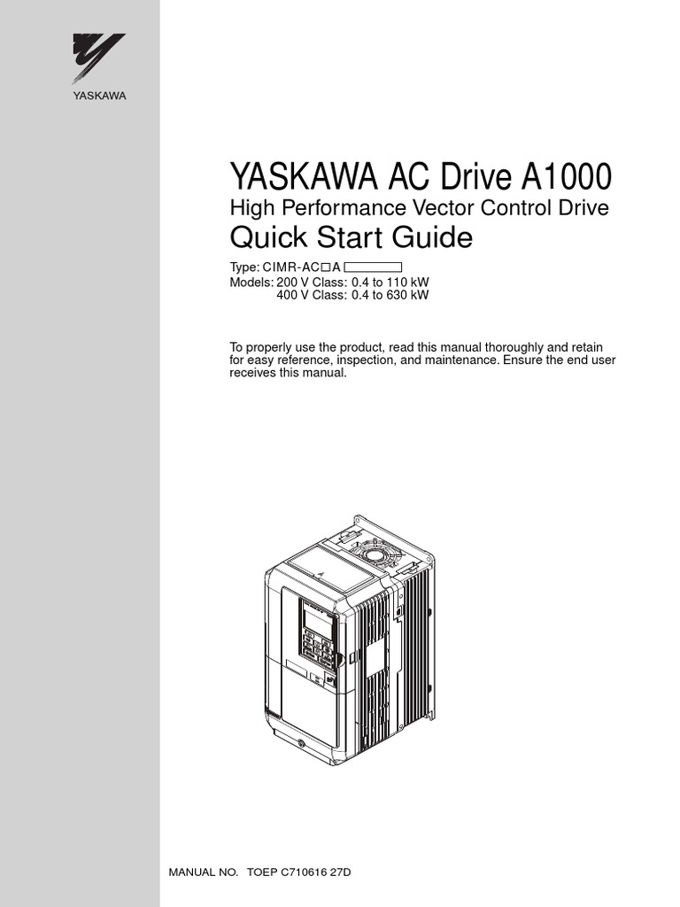 Yaskawa A1000 Quick Start | PDF | Electrostatic Discharge | Power Supply