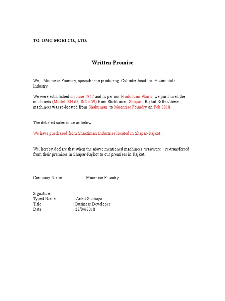 Written Promise | PDF