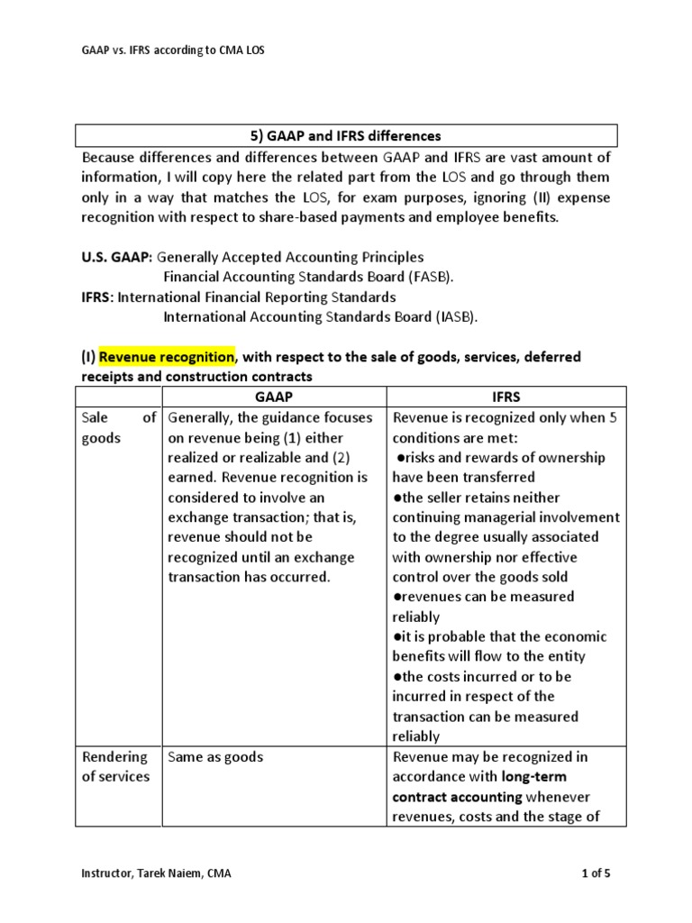 Gaap vs. Ifrs | PDF | International Financial Reporting Standards ...