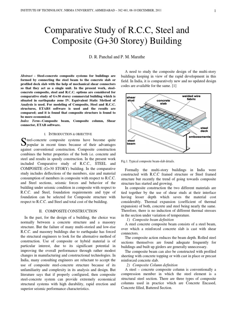 Comparative Study of RCC-Steel-Composite High Rise Building PDF | PDF