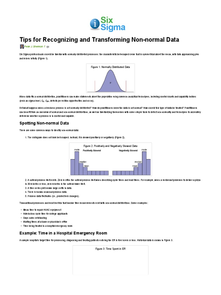 Tips For Recognizing and Transforming Non-Normal Data | PDF | P Value ...