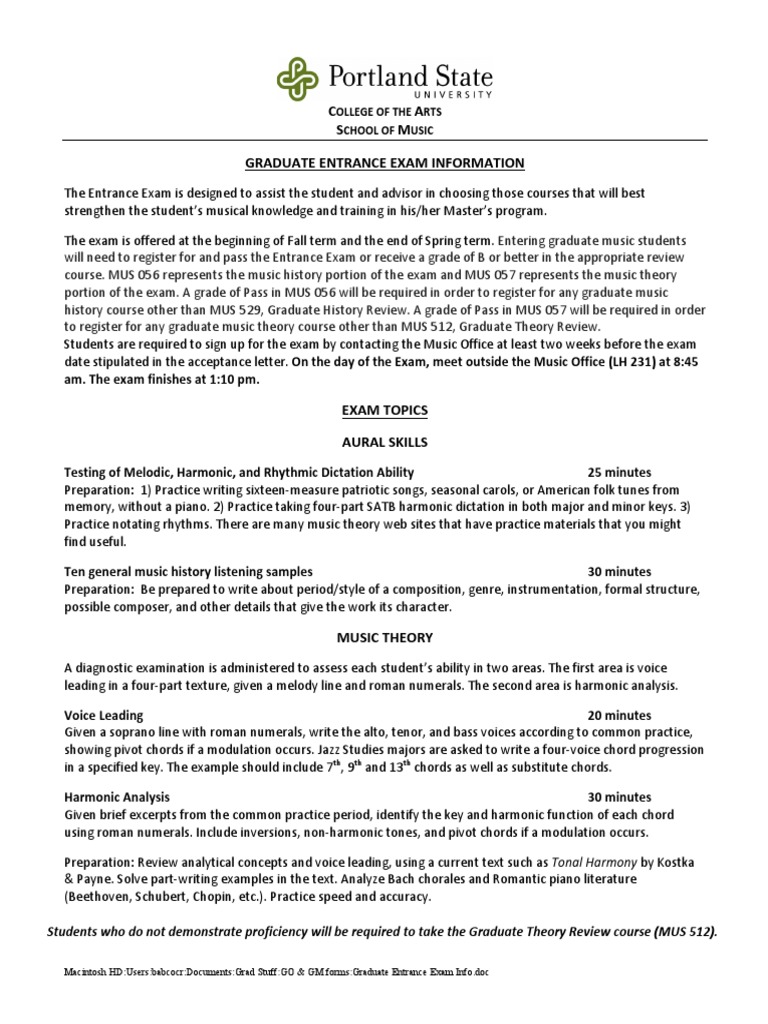 Graduate Entrance Exam Overview: A Comprehensive Guide to the Music ...