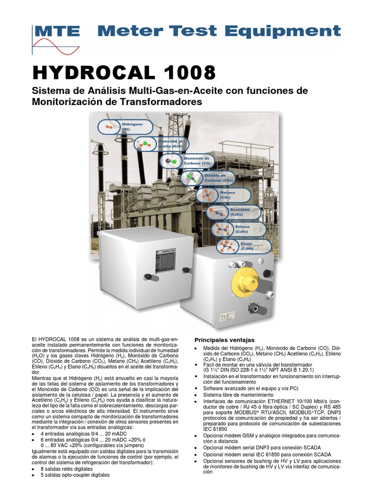 Hydrocal 1008 | PDF | Transformador | Metano