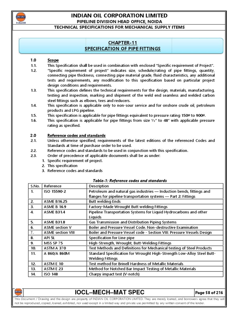 Technical Specification | PDF | Pipe (Fluid Conveyance) | Specification ...