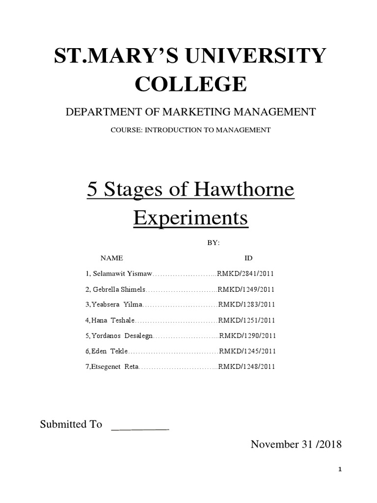 Hawthorne Experiments - Docx Edited | PDF | Social Group | Motivation