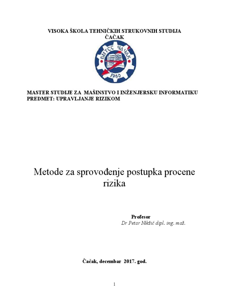 Metode Za Procenu Rizika | PDF