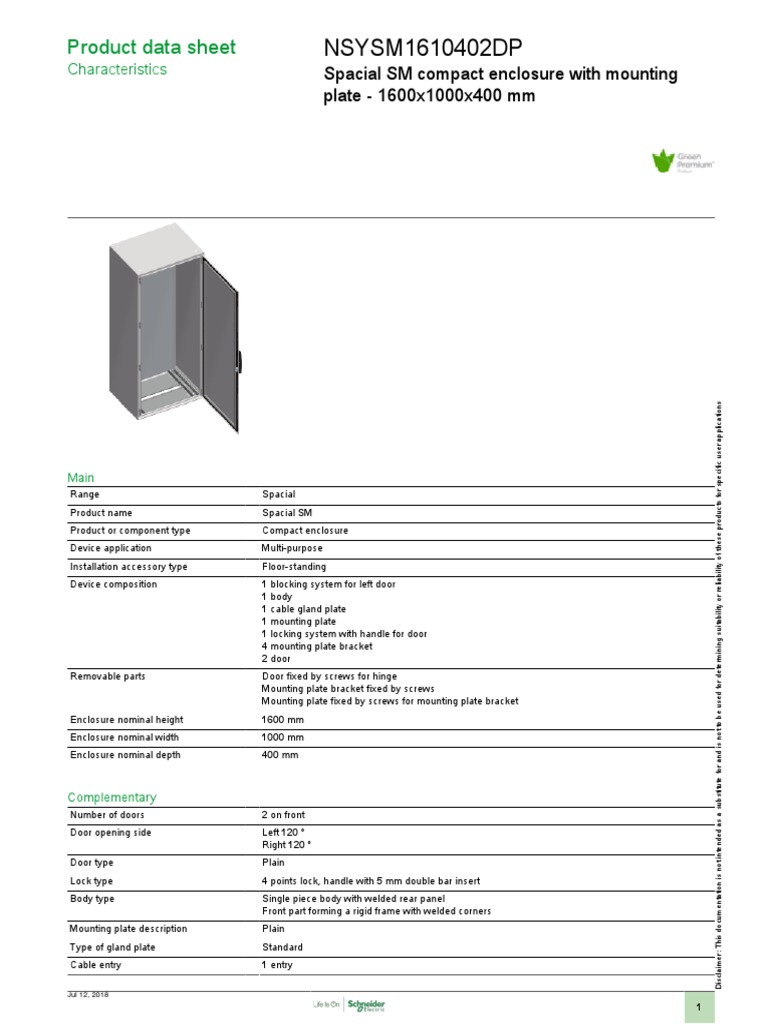 NSYSM1610402DP Product Data Sheet | PDF | Door | Manufactured Goods
