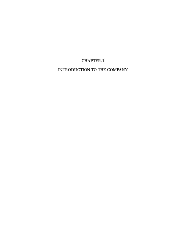 Chapter-1 Introduction To The Company | PDF | Securities (Finance ...