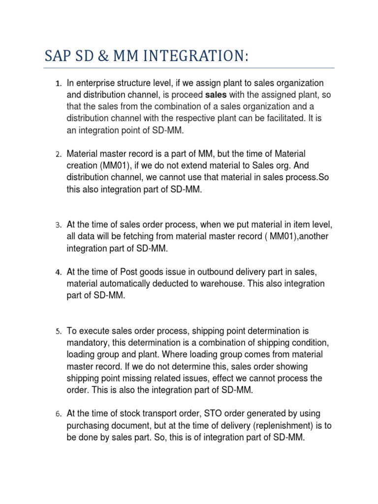 SAP SD Integration | PDF | Business | Computing