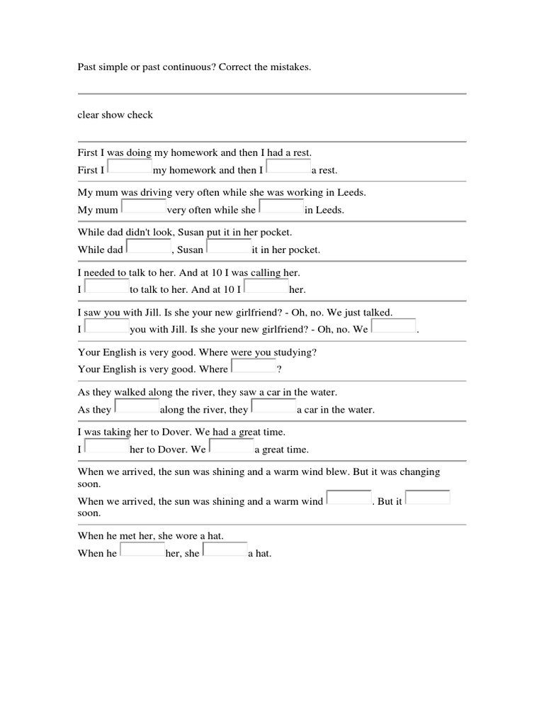 Past Simple or Past Continuous - Correct Mistakes | PDF