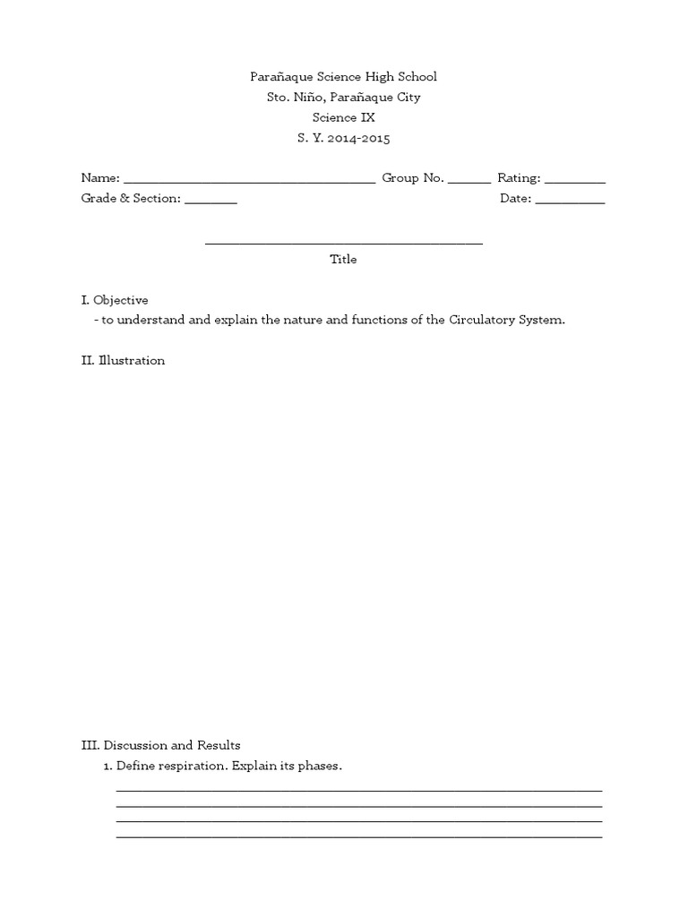 Parañaque Science High Schoo1 | PDF | Respiratory System | Respiration