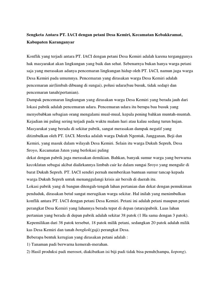 Sengketa Antara PT IACI | PDF | Teknologi & Rekayasa