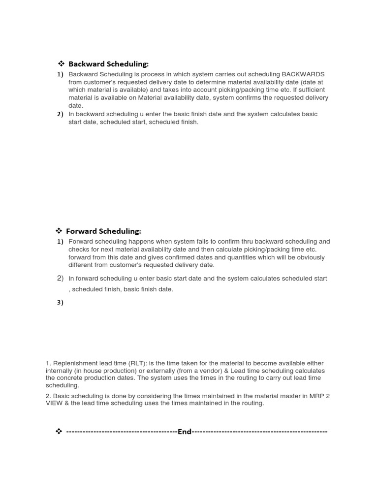 Forward and Backward Scheduling in SAP PP | PDF | Delivery (Commerce ...
