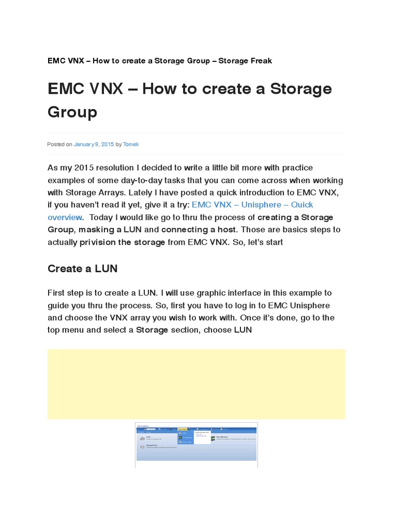 EMC VNX - How To Create A Storage Group | PDF | Central Processing Unit | System Software