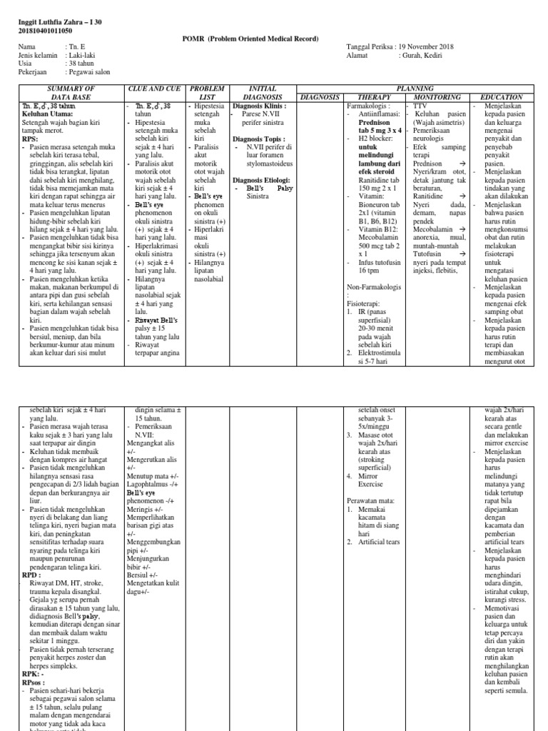 POMR 3 - Bell's Palsy | PDF