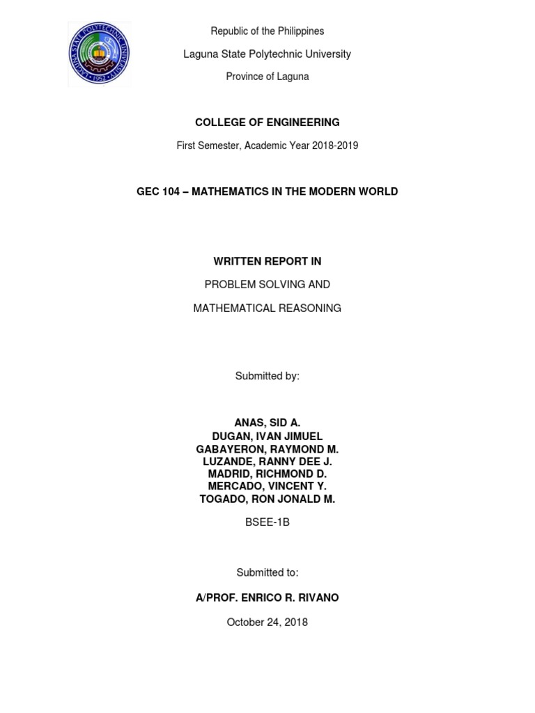 Written Report in Modern Math | PDF | Mathematical Proof | Theorem