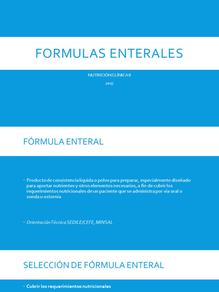 Formulas Enterales | PDF | Nutrición | Dieta y nutrición