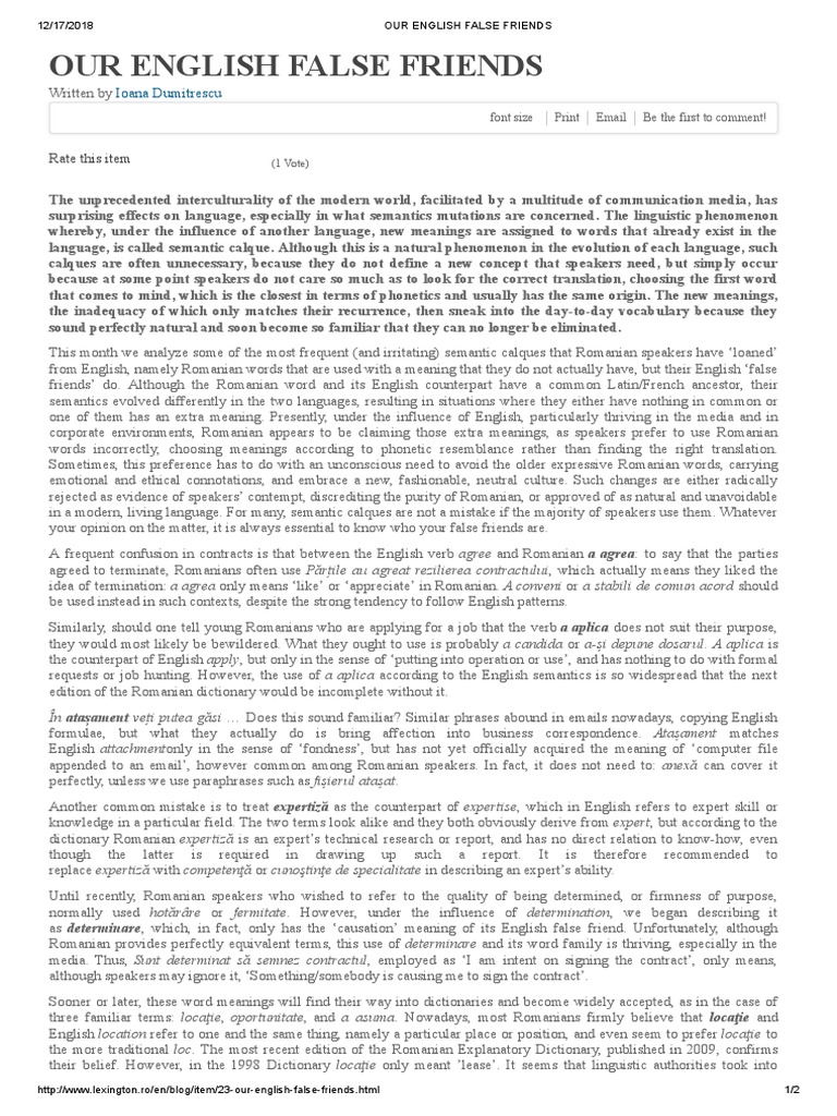 English False Friends | PDF | English Language | Expert