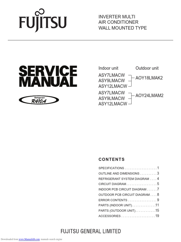 Fujitsu Service Manual | PDF | Hvac | Watt