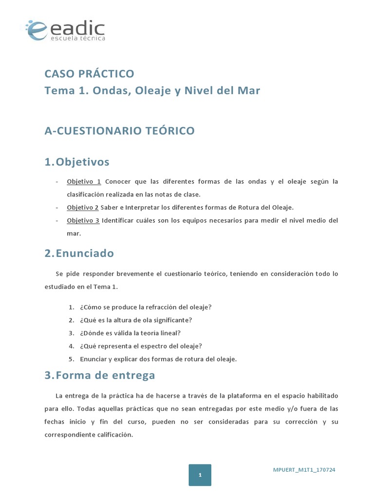 Enunciado Caso Práctico - M1T1 - Ondas, Oleaje y Nivel Del Mar | PDF | Point and Click | Science