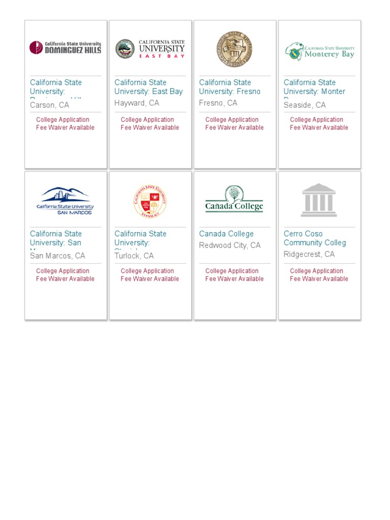 California Colleges with Fee Waivers | PDF