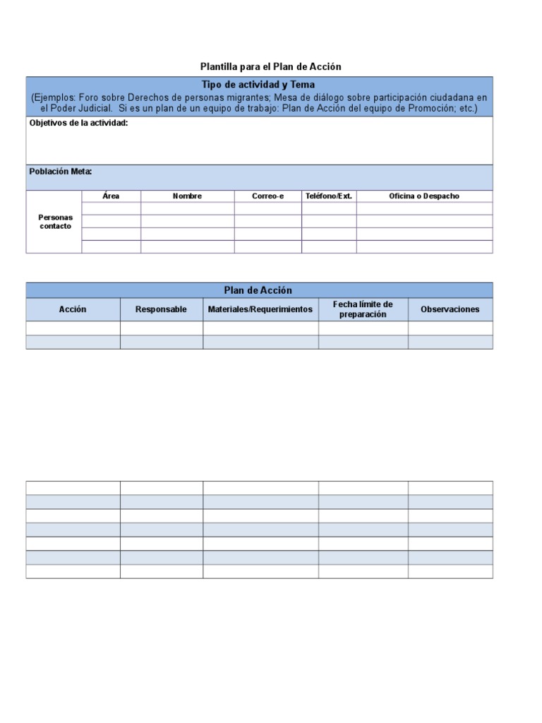 Plantilla para Plan de Acción | PDF