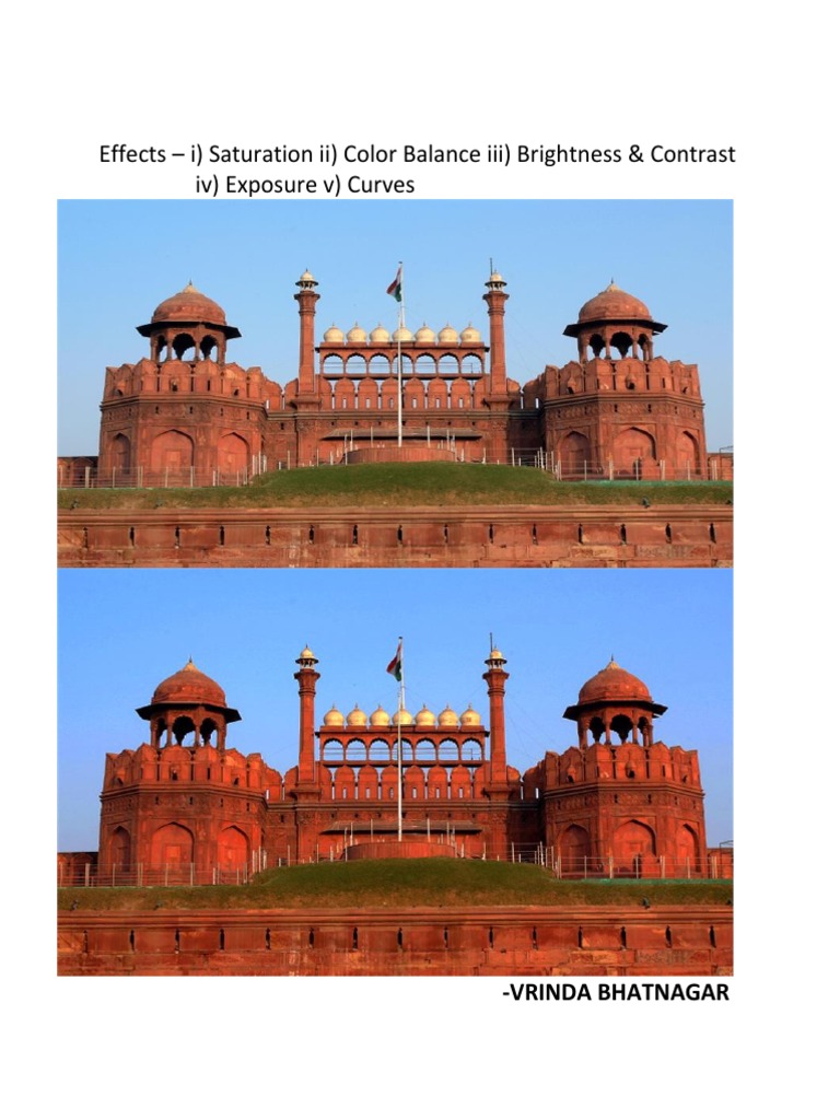 Effects - I) Saturation Ii) Color Balance Iii) Brightness & Contrast Iv ...