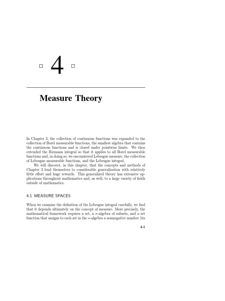 Understanding Measure Spaces in Measure Theory | PDF | Measure (Mathematics) | Lebesgue Integration