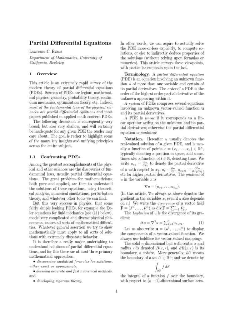 Evans - P.D.E PDF | PDF | Partial Differential Equation | Differential ...
