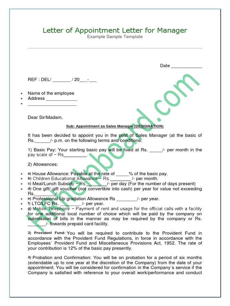 Letter of Appointment Letter For Manager | PDF | Government | Justice
