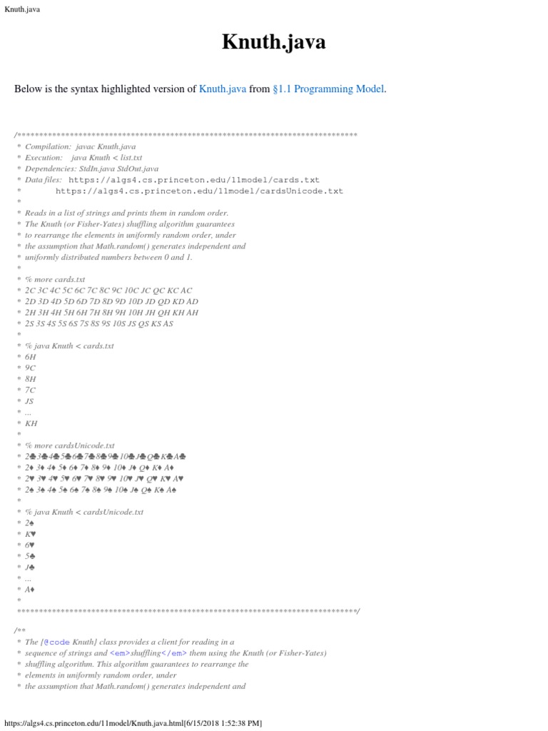 Knuth - Java 1.1 Programming Model | PDF | Computer Science | Areas Of ...