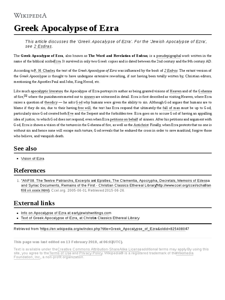 Greek Apocalypse of Ezra | PDF | Ancient Mediterranean Religions ...