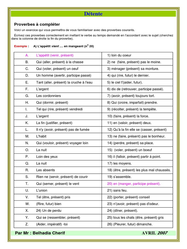 Proverbes à Compléter : Exercice et Correction | PDF | La violence