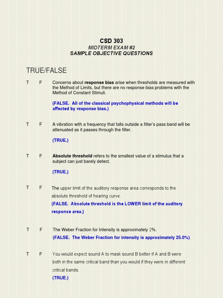 CSD 303 Exam #2 - Sample Objective Questions | PDF