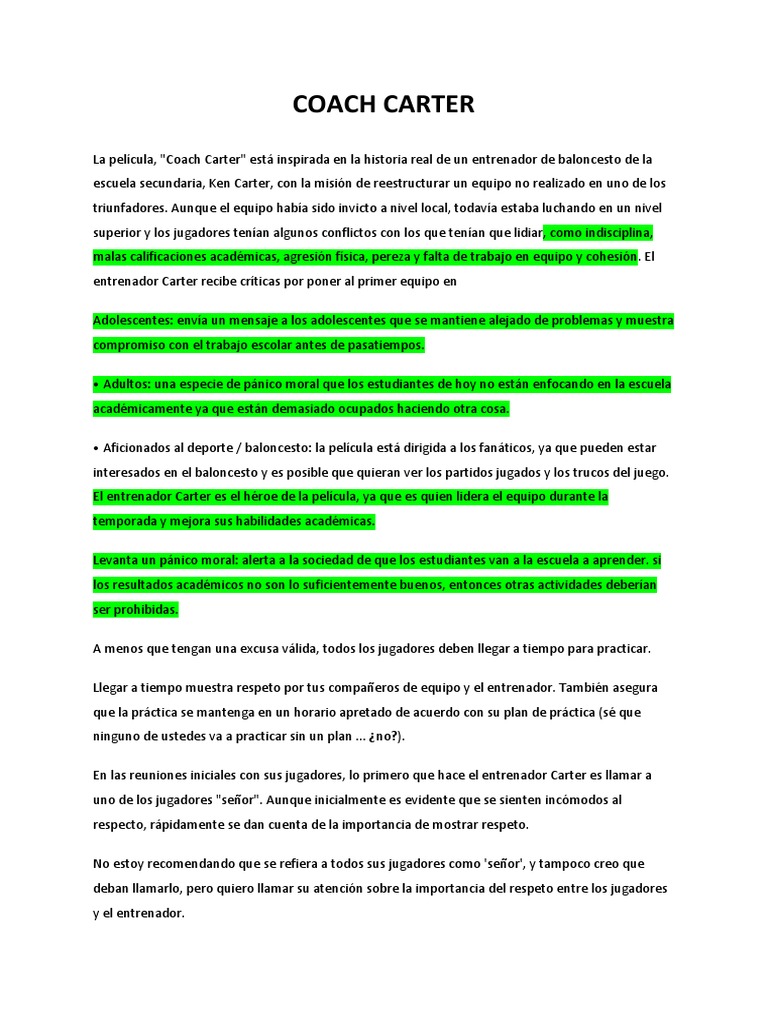 Coach Carter | PDF | Deportes | Ocio