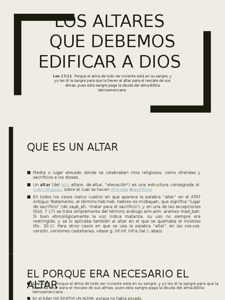 Los Altares Que Debemos Edificar A Dios | PDF | Jacob | Altar