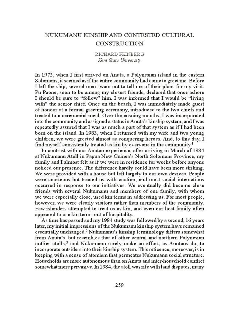 Nukumanu Kinship and Contested Cultural Construction | PDF | Kinship ...