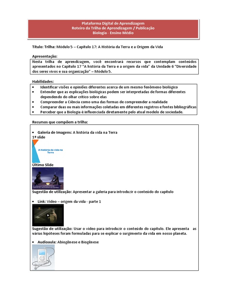 Roteiro de Aprendizagem | PDF | Abiogênese | Célula (Biologia)