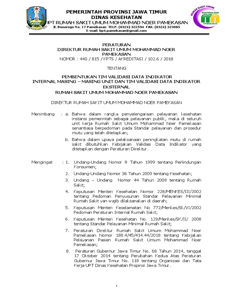 8.1 Pembentukan Tim Validasi Data (SK) | PDF