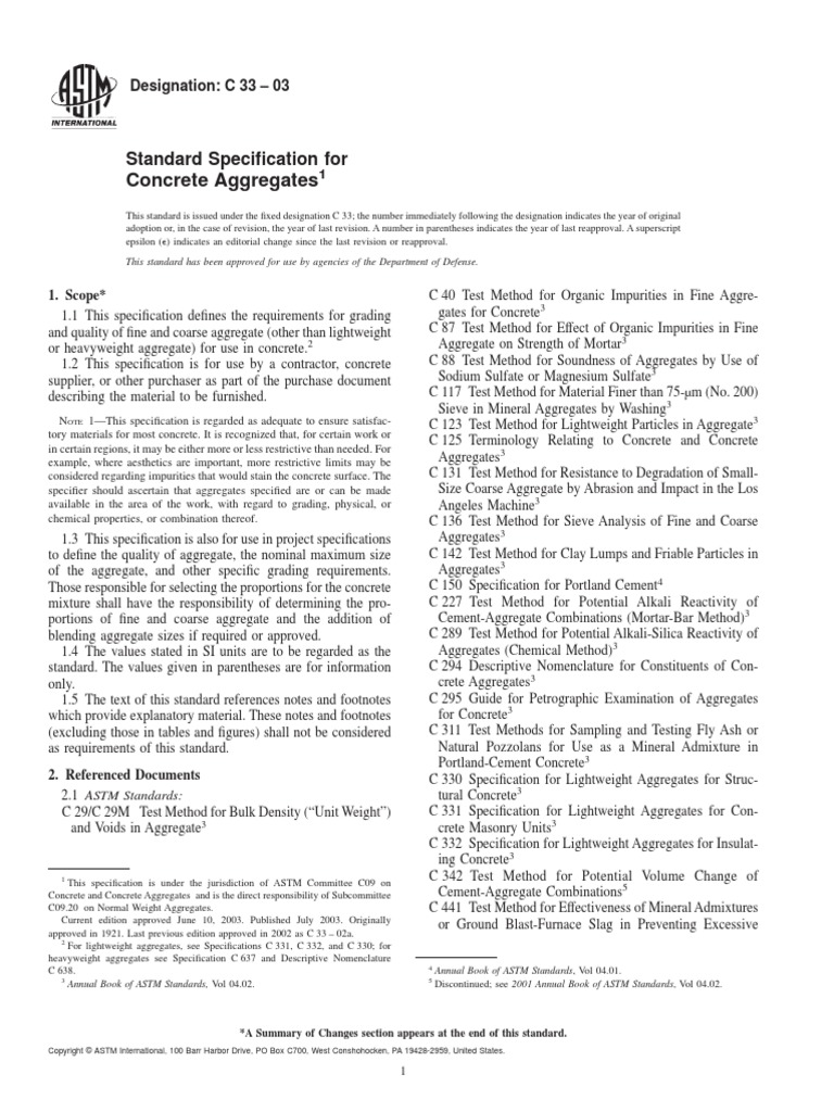 Astm C33 C33M - 18 PDF | PDF | Construction Aggregate | Coke (Fuel)