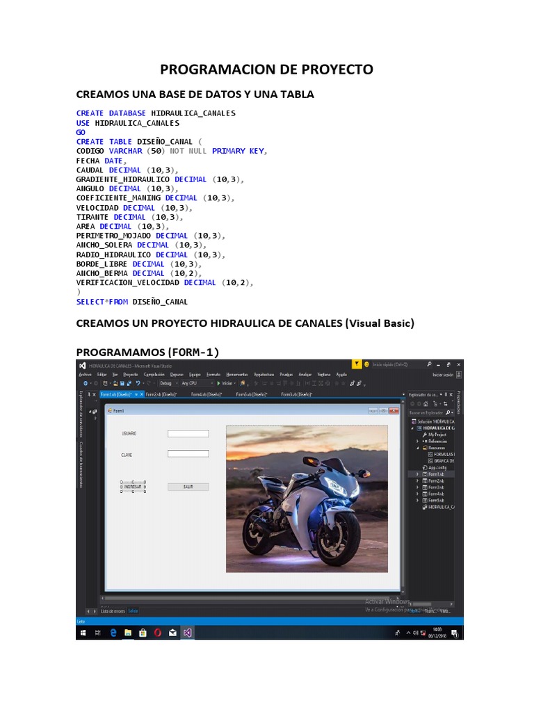Programacion de Proyecto - Hidraulica de Canales | PDF | Datos de computadora | Modelo de datos