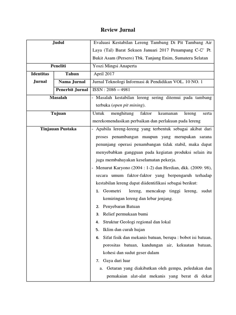 Contoh Format Review Jurnal | PDF