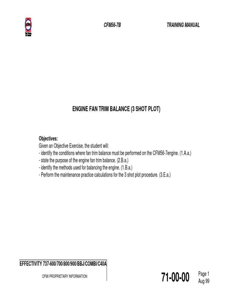 CFM56-7B Engine Fan Trim Balance Guide | PDF | Distance | Weight
