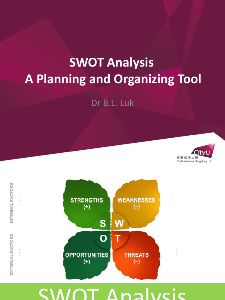 SWOT Analysis A Planning and Organizing Tool: DR B.L. Luk | PDF | Swot ...