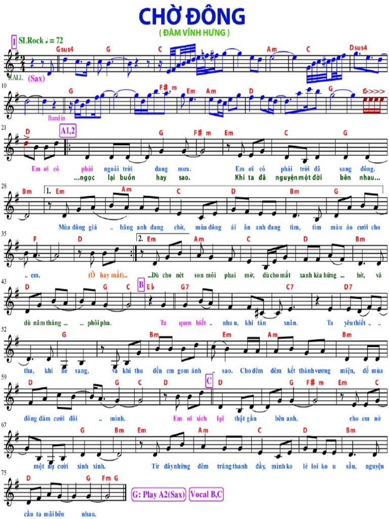 Cho dong Music Sheet