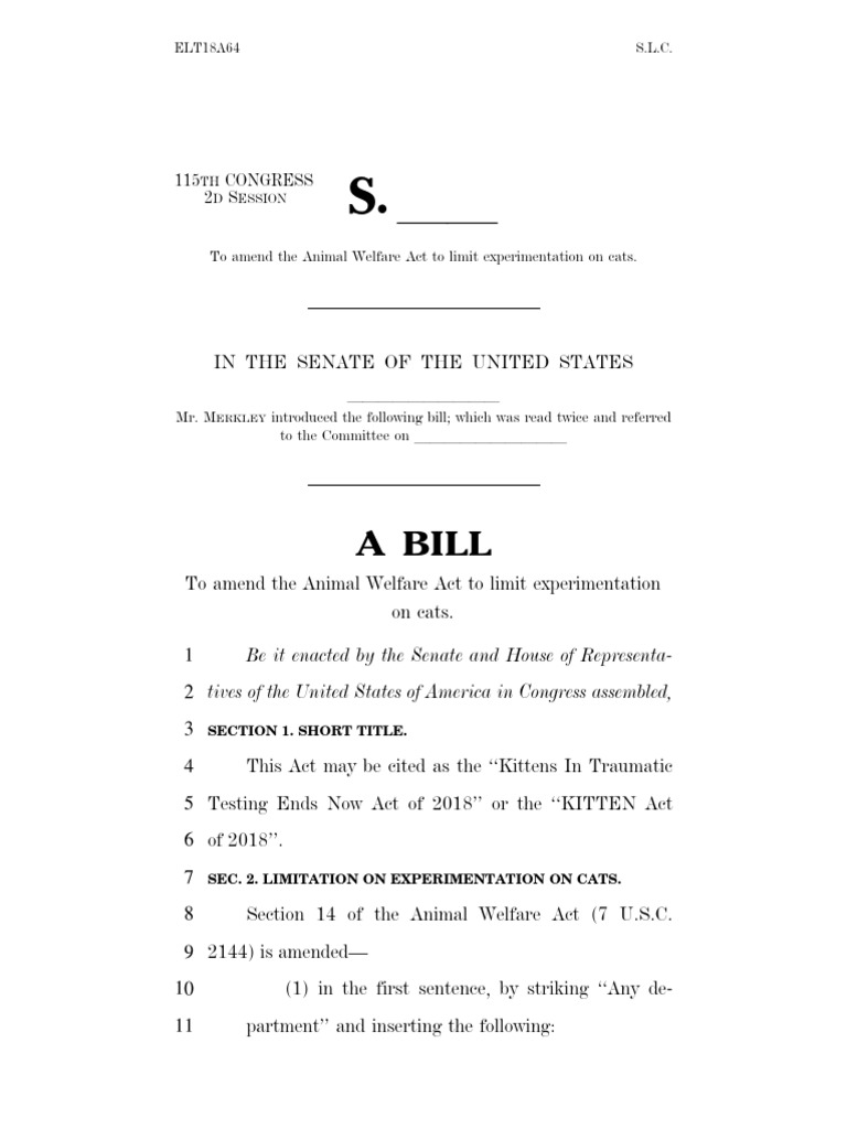 Kitten Act 2018 Senate | PDF