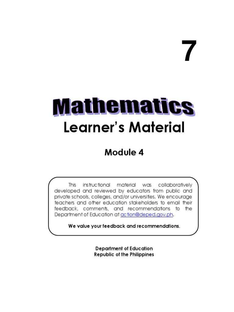 Learner's Material: We Value Your Feedback and Recommendations | PDF ...