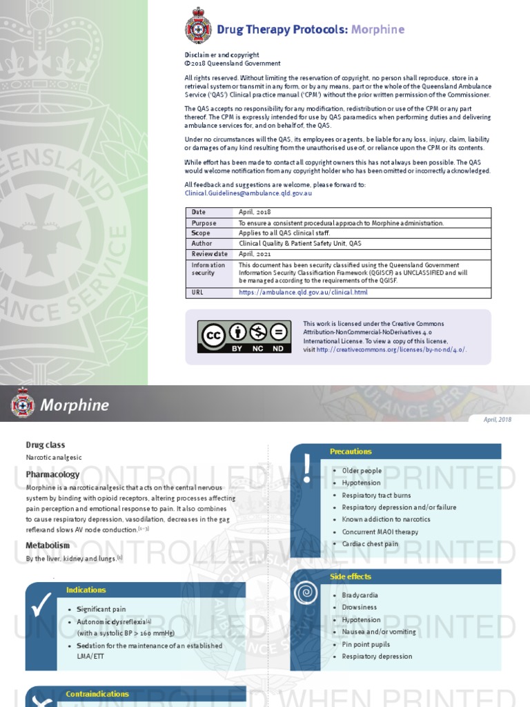 Drug Therapy Protocols:: Morphine | PDF | Opioid | Morphine