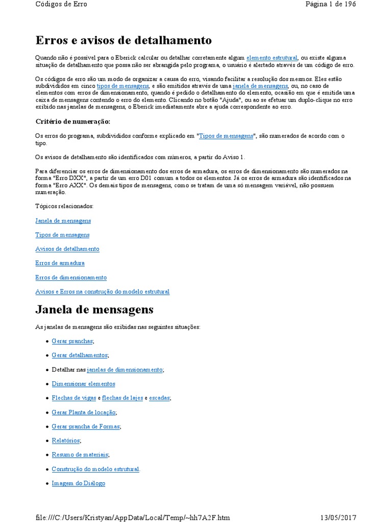 Erros Eberick e Solucoes PDF | PDF | Viga | Janela (informática)