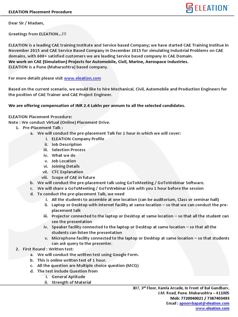 ELEATION Placement Procedure | PDF | Gmail | Finite Element Method
